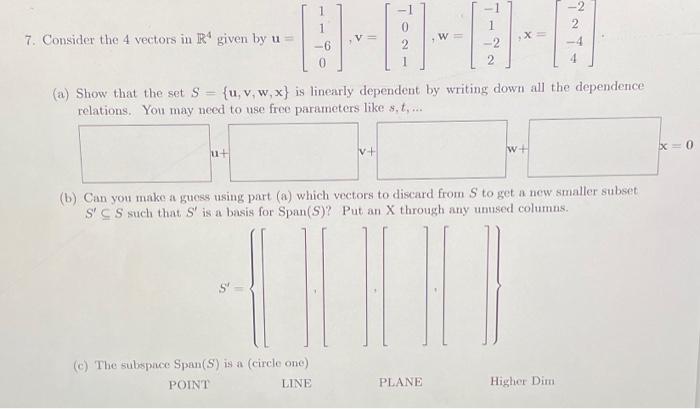 Solved Consider The 4 Vectors In R4 Given By