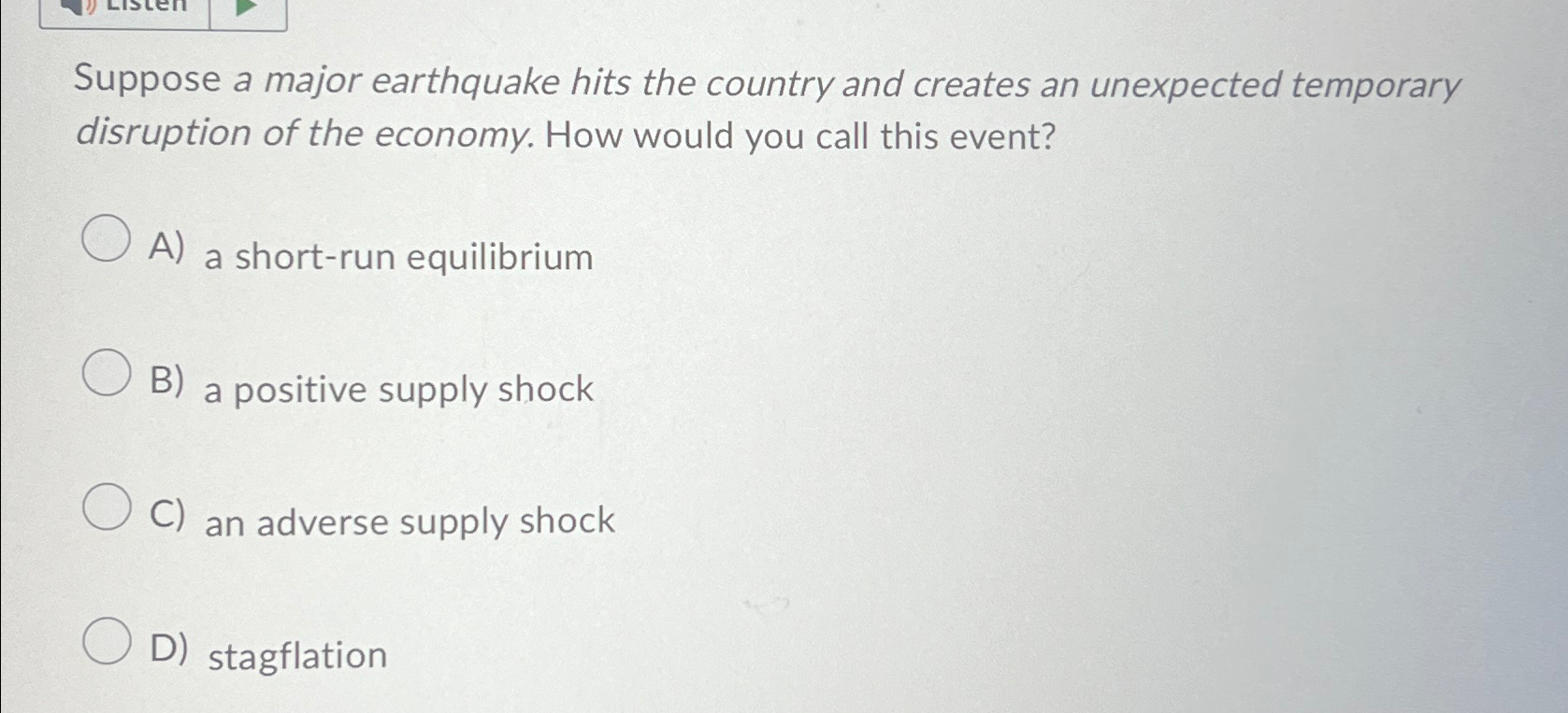 Solved Suppose a major earthquake hits the country and | Chegg.com