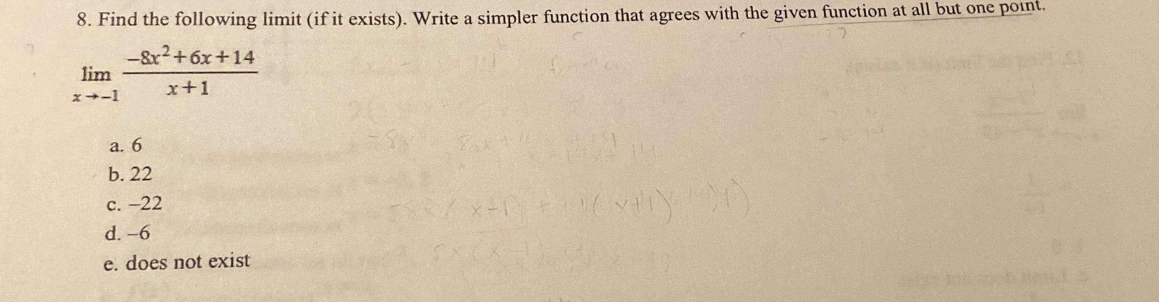 Solved Find the following limit (if it exists). ﻿Write a | Chegg.com