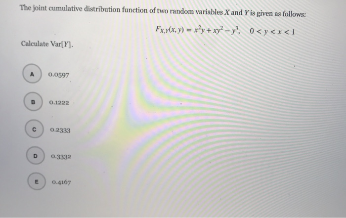 Solved The joint cumulative distribution function of two | Chegg.com