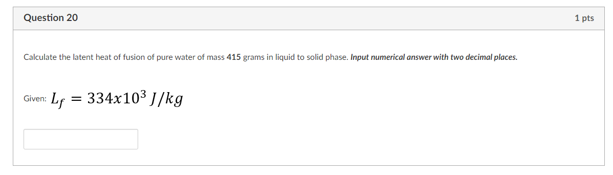 Solved Calculate the latent heat of fusion of pure water of | Chegg.com