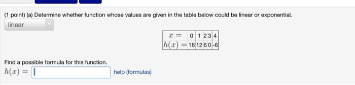 Solved (1 point) (a) Determine whether function whose values | Chegg.com