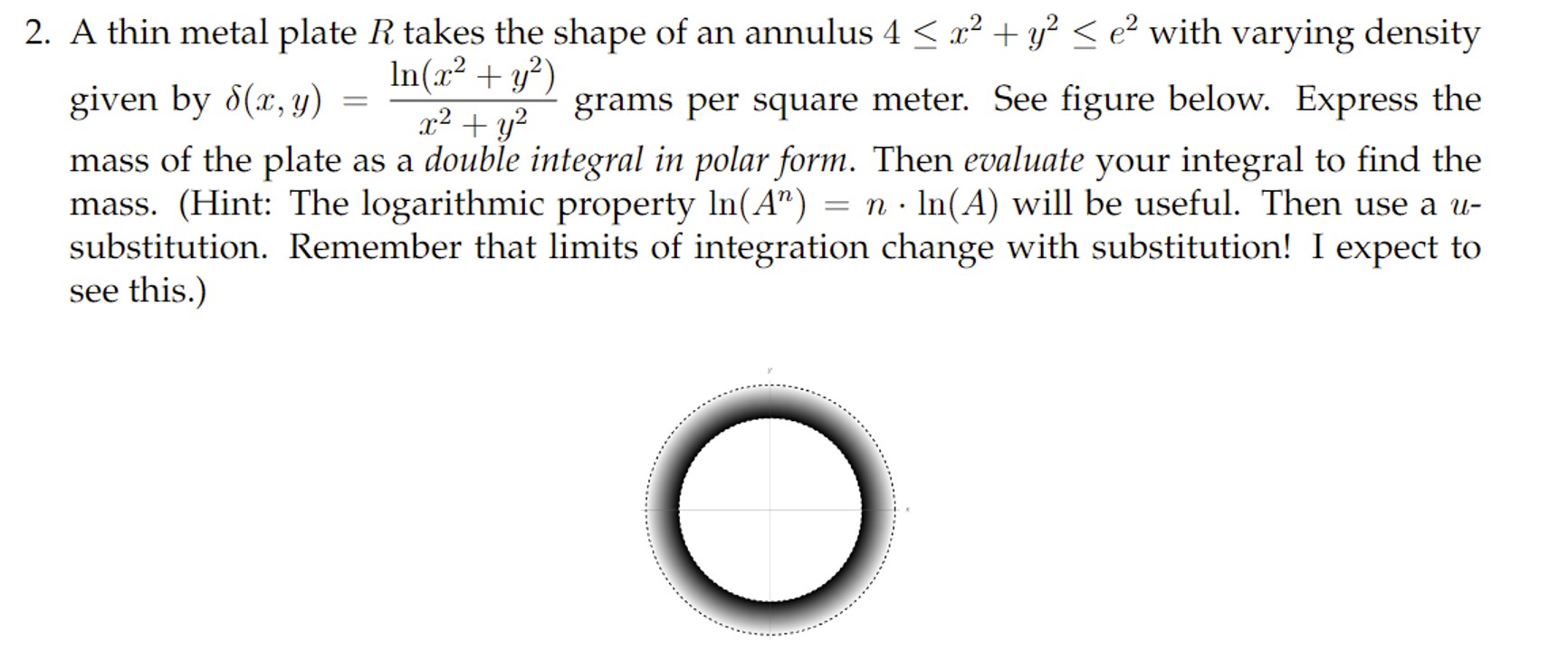 Solved A thin metal plate R ﻿takes the shape of an annulus | Chegg.com