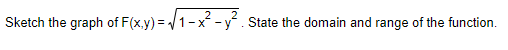 Solved Sketch the graph of F(x,y)=1-x2-y22. ﻿State the | Chegg.com