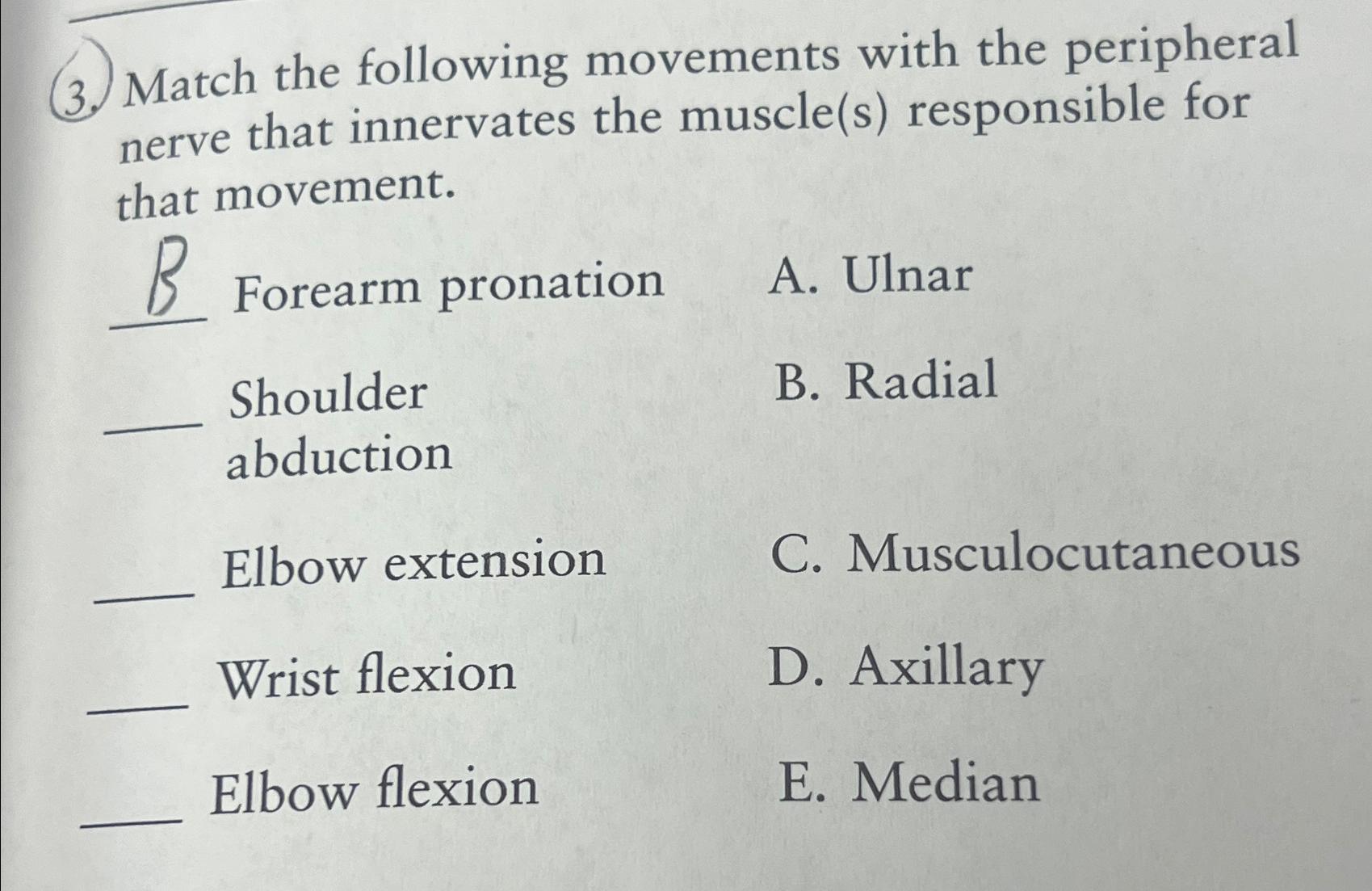Solved Match the following movements with the peripheral | Chegg.com