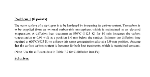 Solved Problem 1 (8 ﻿points)The outer surface of a steel | Chegg.com