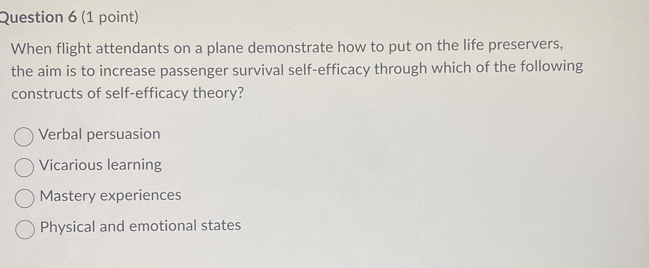Solved Question 6 (1 ﻿point)When flight attendants on a | Chegg.com