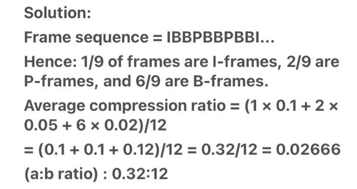 Solved A digitized video is to be compressed using the | Chegg.com