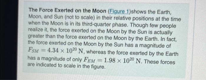 Solved The Force Exerted on the Moon (Figure 1)shows the | Chegg.com