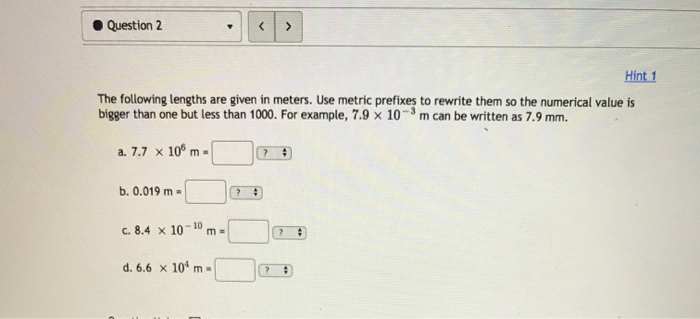 Solved Question 2 > Hint 1 The following lengths are given | Chegg.com