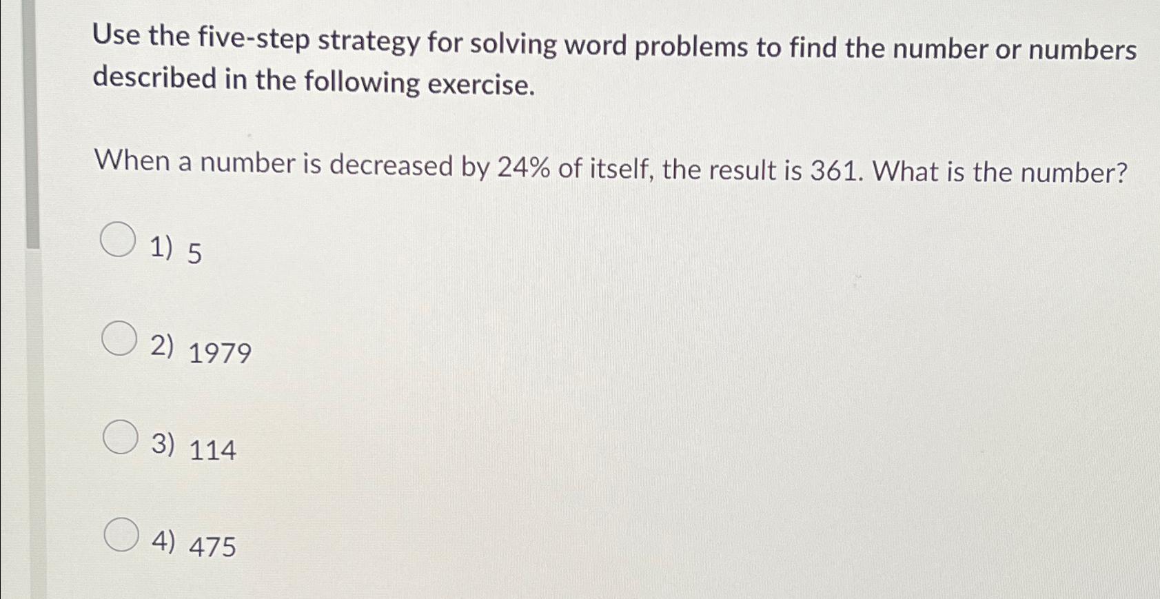 Solved Use the five-step strategy for solving word problems | Chegg.com