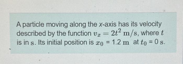 Solved A particle moving along the x-axis has its velocity | Chegg.com