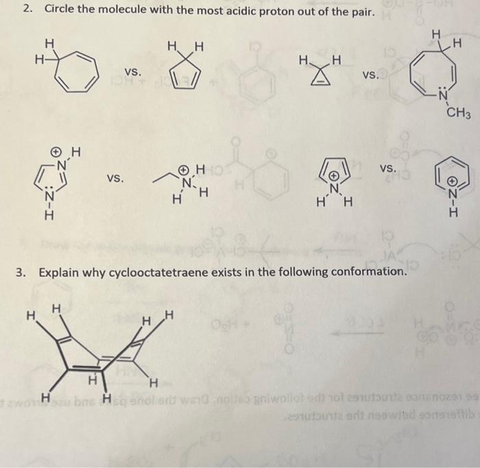 Solved 2. Circle the molecule with the most acidic proton | Chegg.com