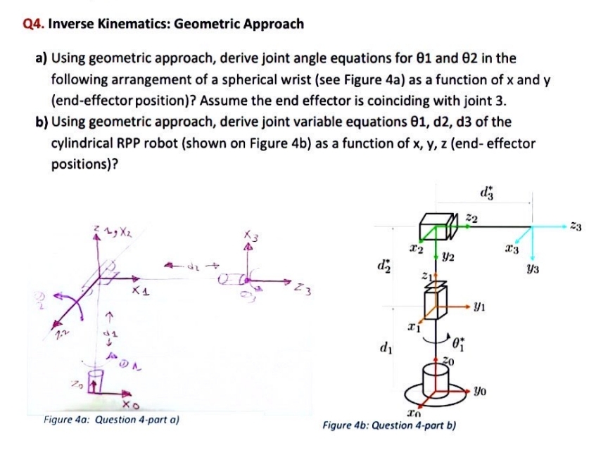 Solved Q4. ﻿Inverse Kinematics: Geometric Approacha) ﻿Using | Chegg.com