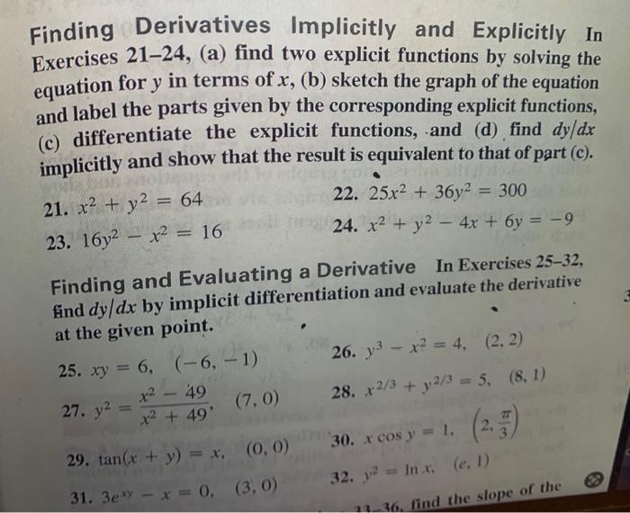 Solved Finding Derivatives Implicitly and Explicitly In | Chegg.com