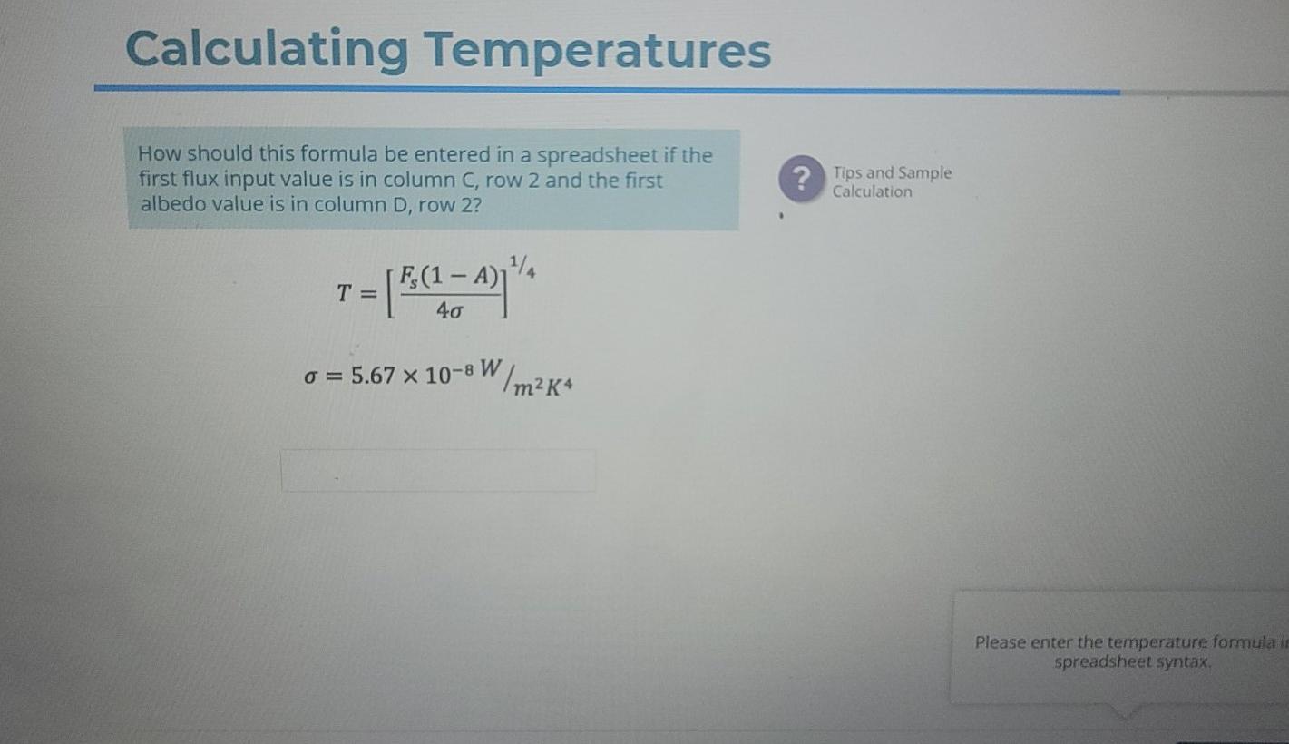 Calculating Temperatures How should this formula be | Chegg.com