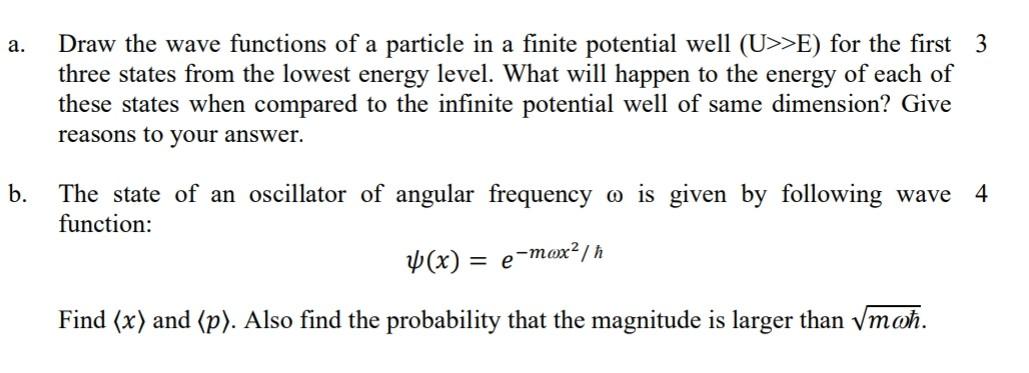 Solved Draw the wave functions of a particle in a finite | Chegg.com