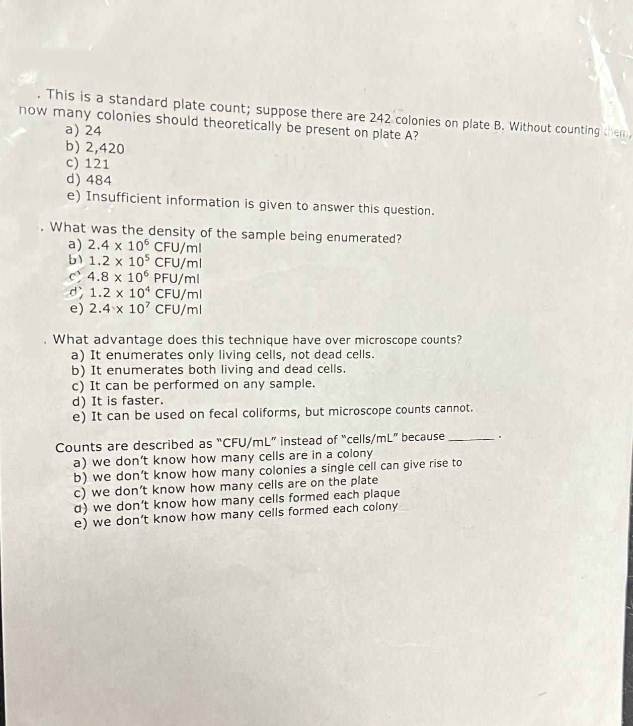 Solved This is a standard plate count; suppose there are 242 | Chegg.com