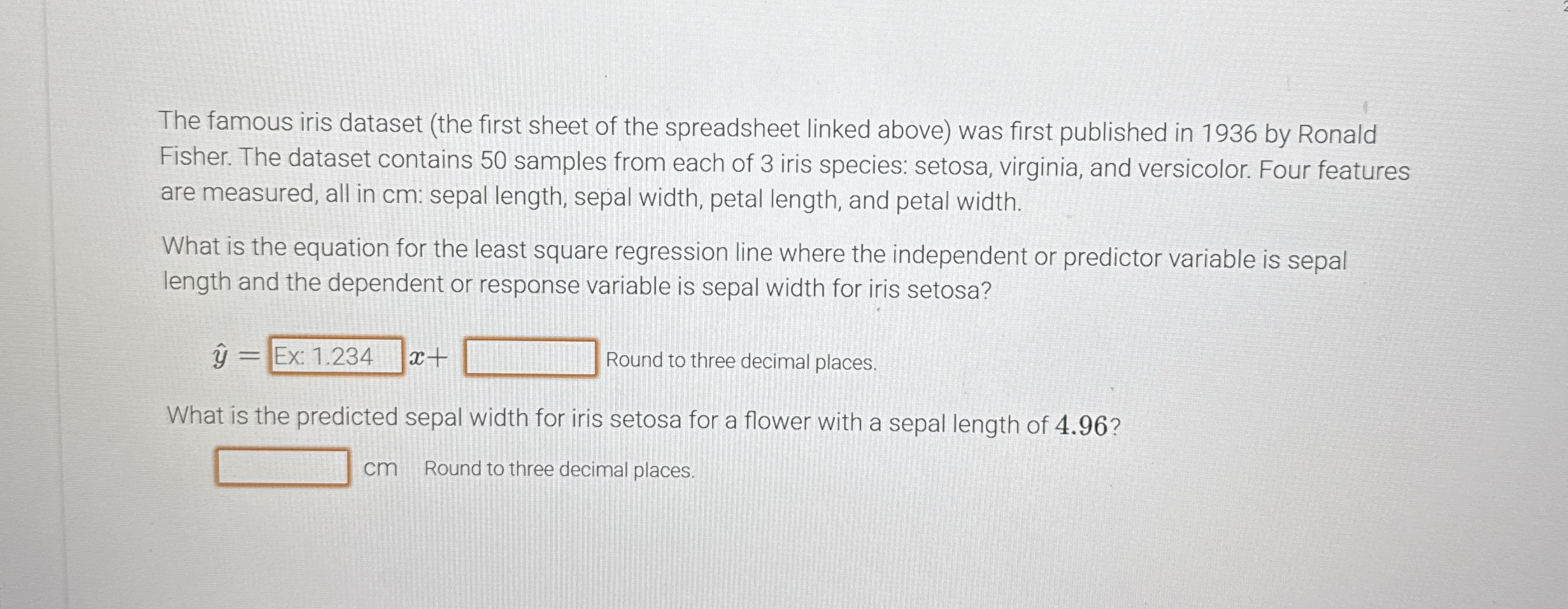 Solved The famous iris dataset (the first sheet of the | Chegg.com