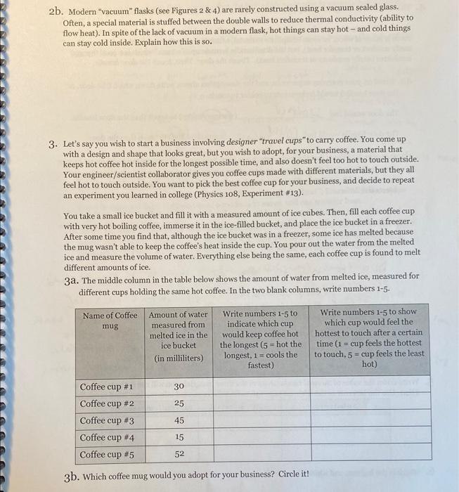 2b. Modern "vacuum" flasks (see Figures 2&4 ) are | Chegg.com