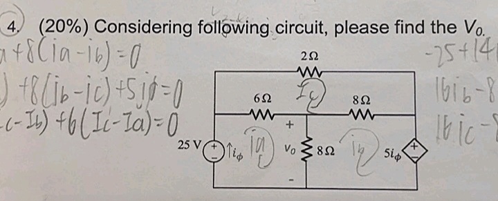 Solved (20%) ﻿Considering following circuit, please find the | Chegg.com