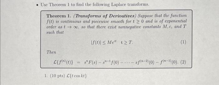 Solved - Use Theorem 1 to find the following Laplace | Chegg.com