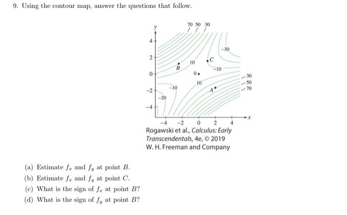 Solved 9. Using the contour map, answer the questions that | Chegg.com