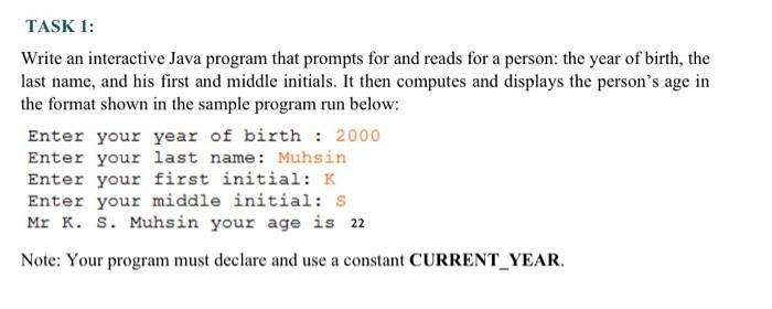 Solved Task 1 Write An Interactive Java Program That