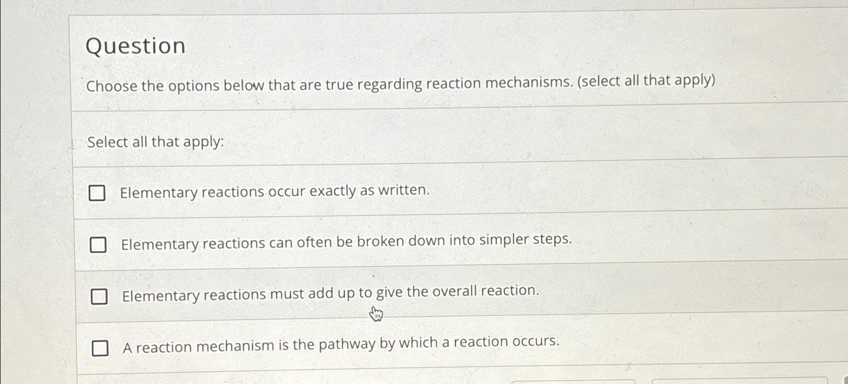 QuestionChoose the options below that are true | Chegg.com