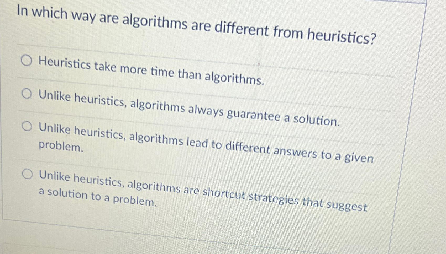 Solved In which way are algorithms are different from | Chegg.com