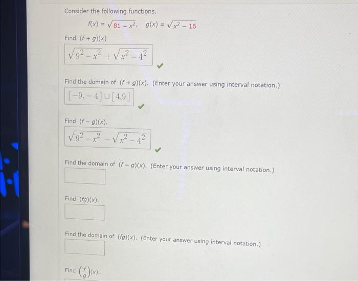 Solved Consider the following functions. | Chegg.com