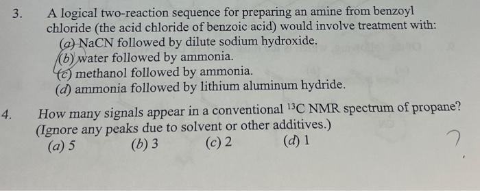 Solved 3. A logical two-reaction sequence for preparing an | Chegg.com