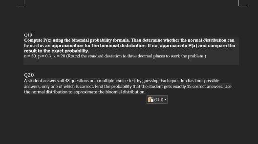 Solved Q19 Compute P(x) using the binomial probability | Chegg.com