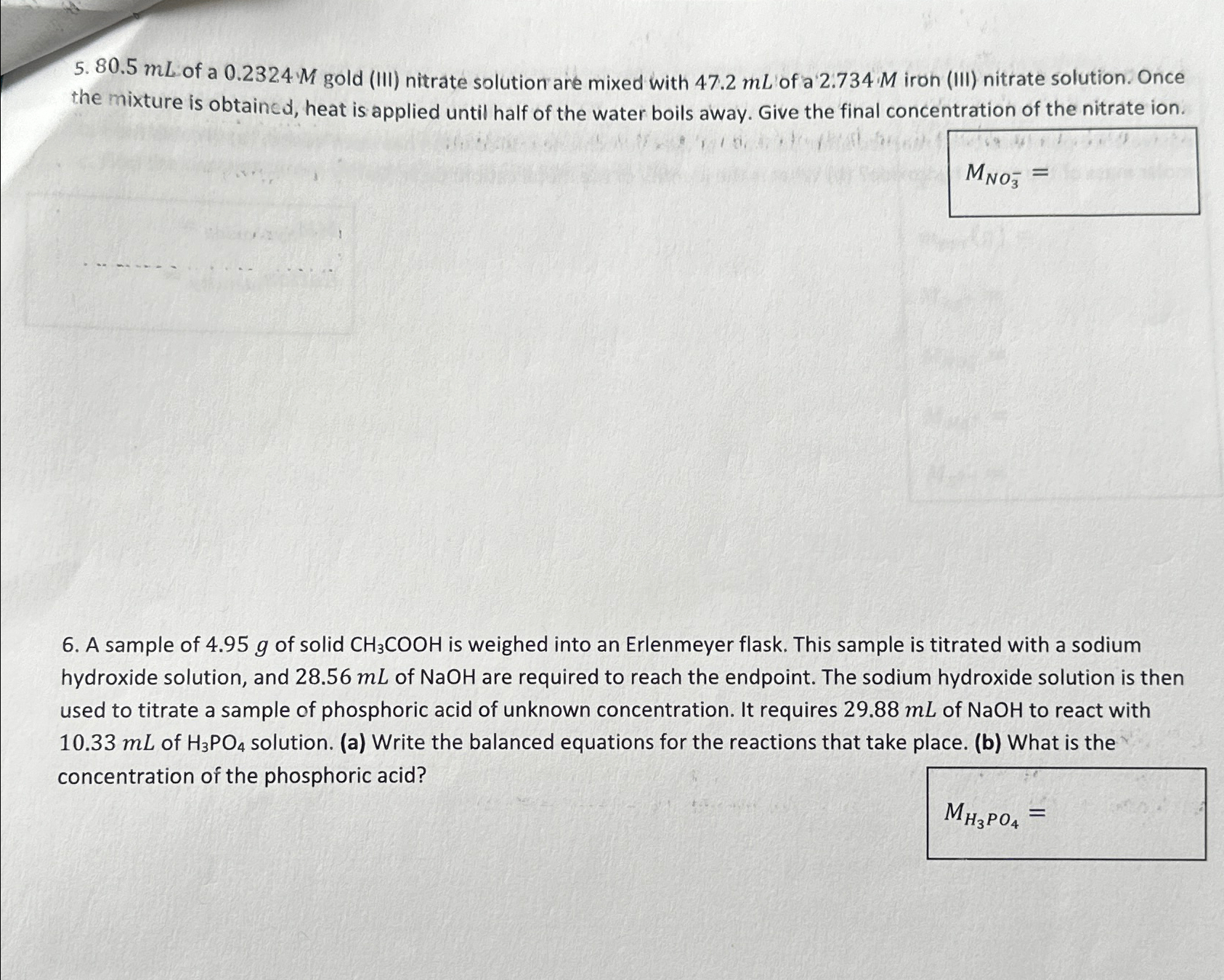 80.5mL ﻿of a 0.232.4M ﻿gold (III) ﻿nitrate solution | Chegg.com