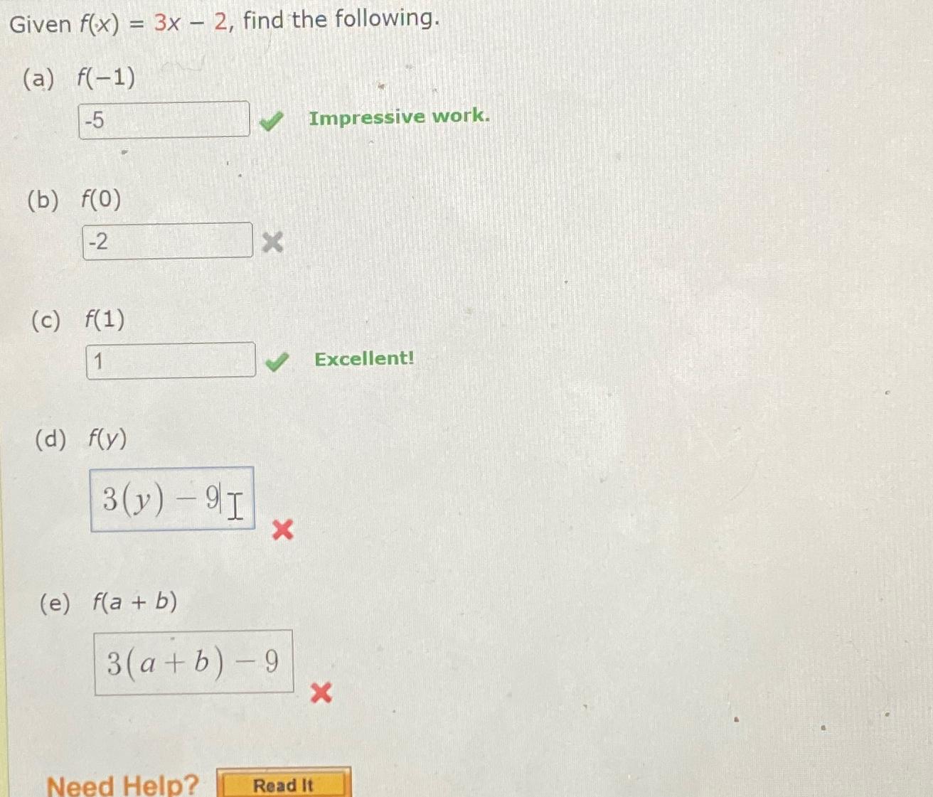 Solved Given f(x)=3x-2, ﻿find the | Chegg.com