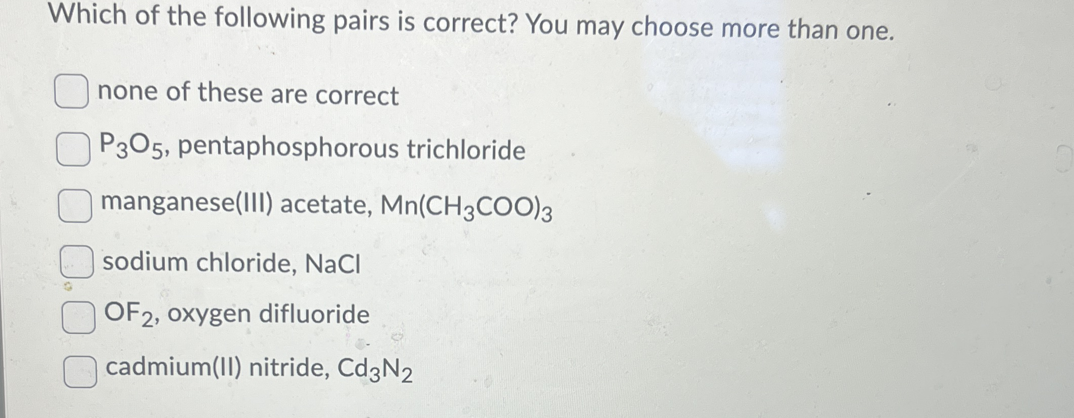 Solved Which of the following pairs is correct? You may | Chegg.com