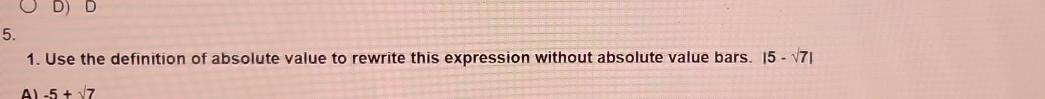 Solved Use the definition of absolute value to rewrite this | Chegg.com