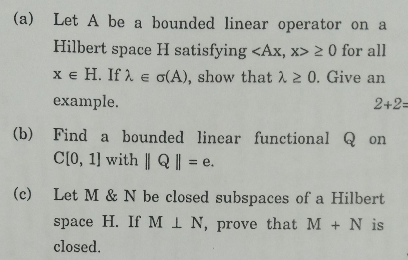 Solved (a) Let \\( \\mathrm{A} \\) be a bounded linear | Chegg.com
