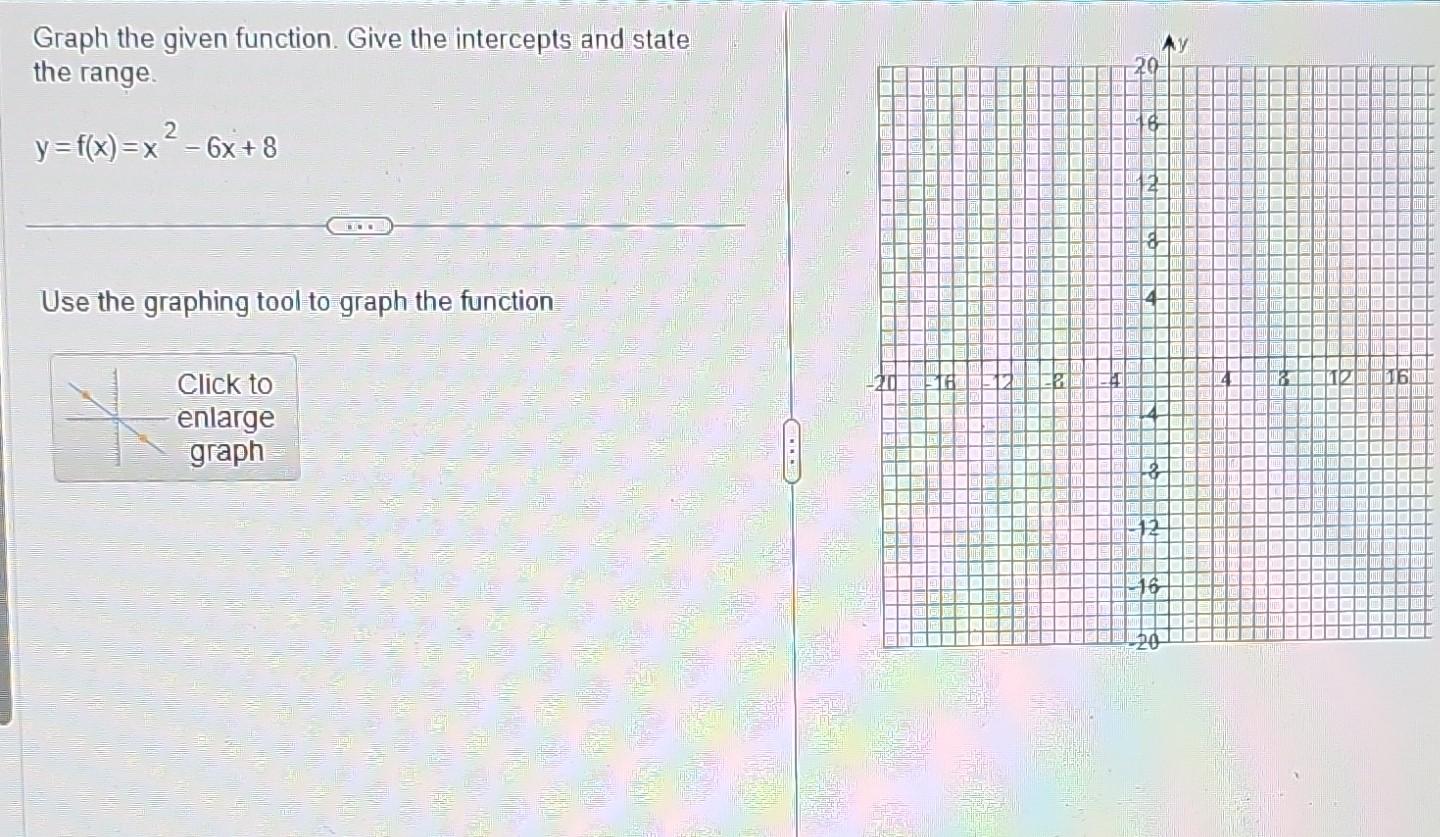Solved Graph the given function. Give the intercepts and | Chegg.com