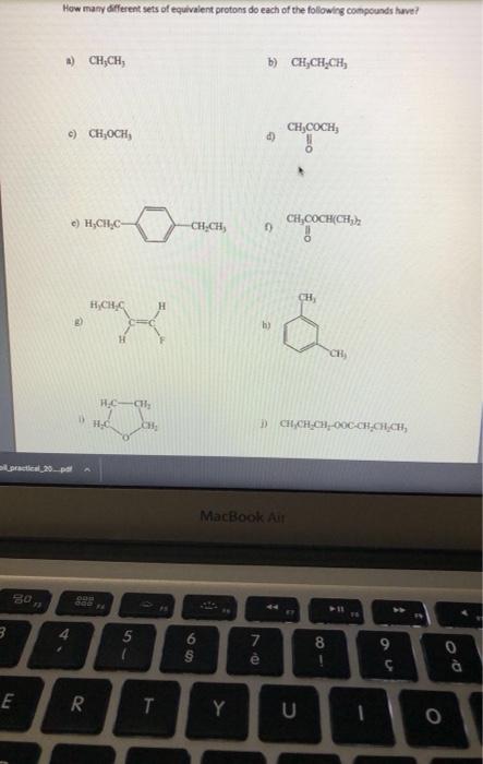 Solved How many different sets of equivalent protons do each | Chegg.com