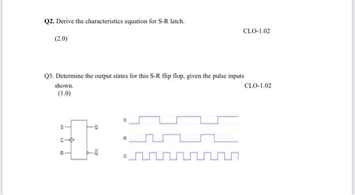 Solved Q2. Derive the characteristics equation for S-R | Chegg.com