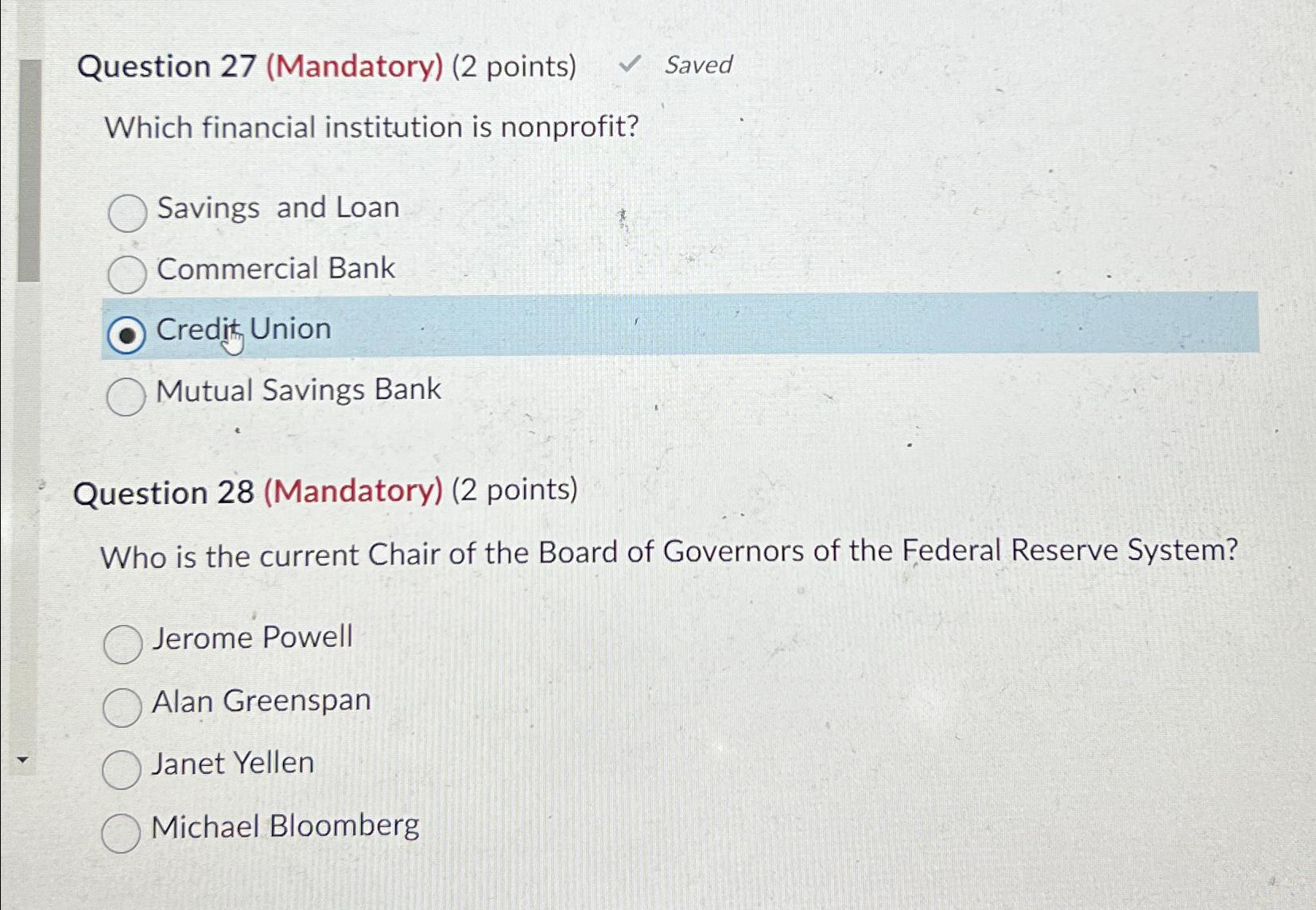 Solved Question 27 (Mandatory) (2 ﻿points) ﻿SavedWhich | Chegg.com
