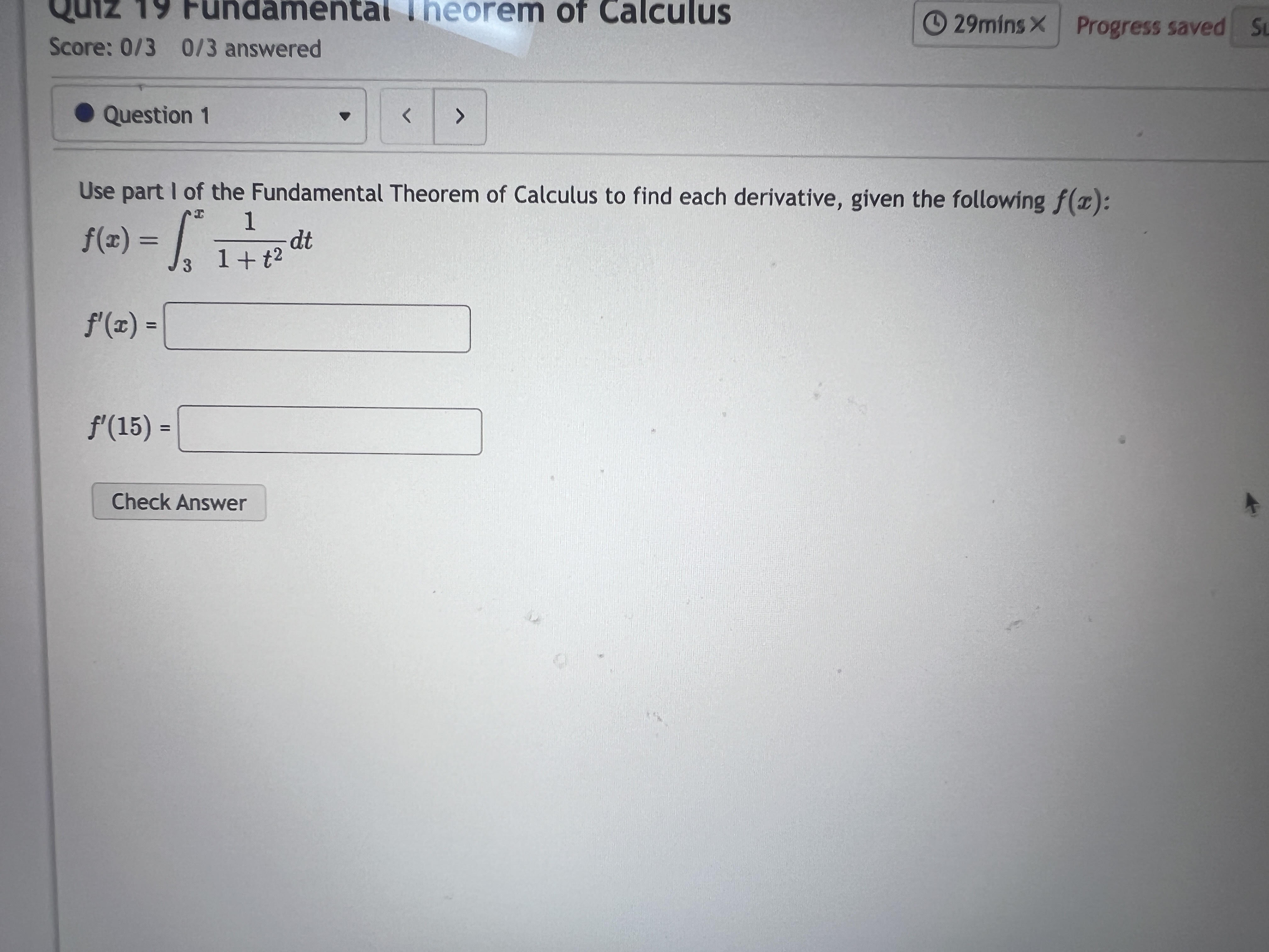 Solved Use part I of the Fundamental Theorem of Calculus to | Chegg.com