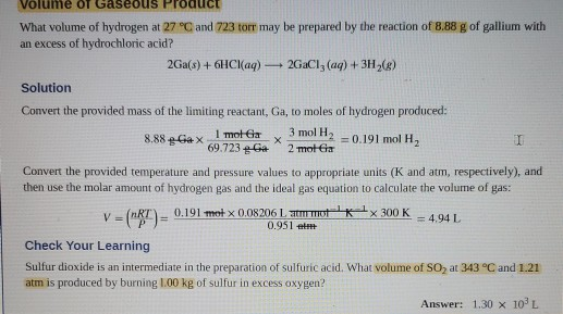 Solved volume or Gaseous ProUCL What volume of hydrogen at | Chegg.com