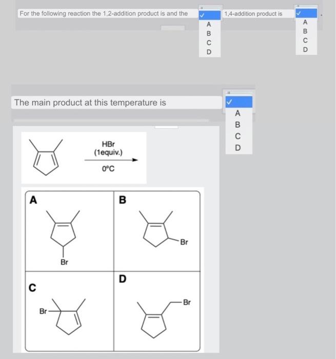 Solved For the following reaction the 1,2-addition product | Chegg.com