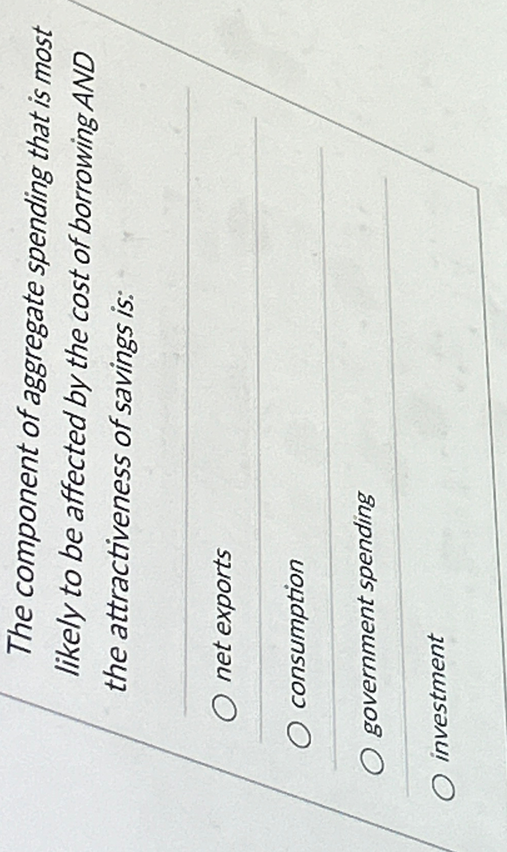 Solved The component of aggregate spending that is most | Chegg.com