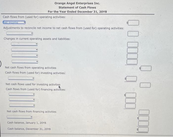 Solved The comparative balance sheet of Orange Angel | Chegg.com
