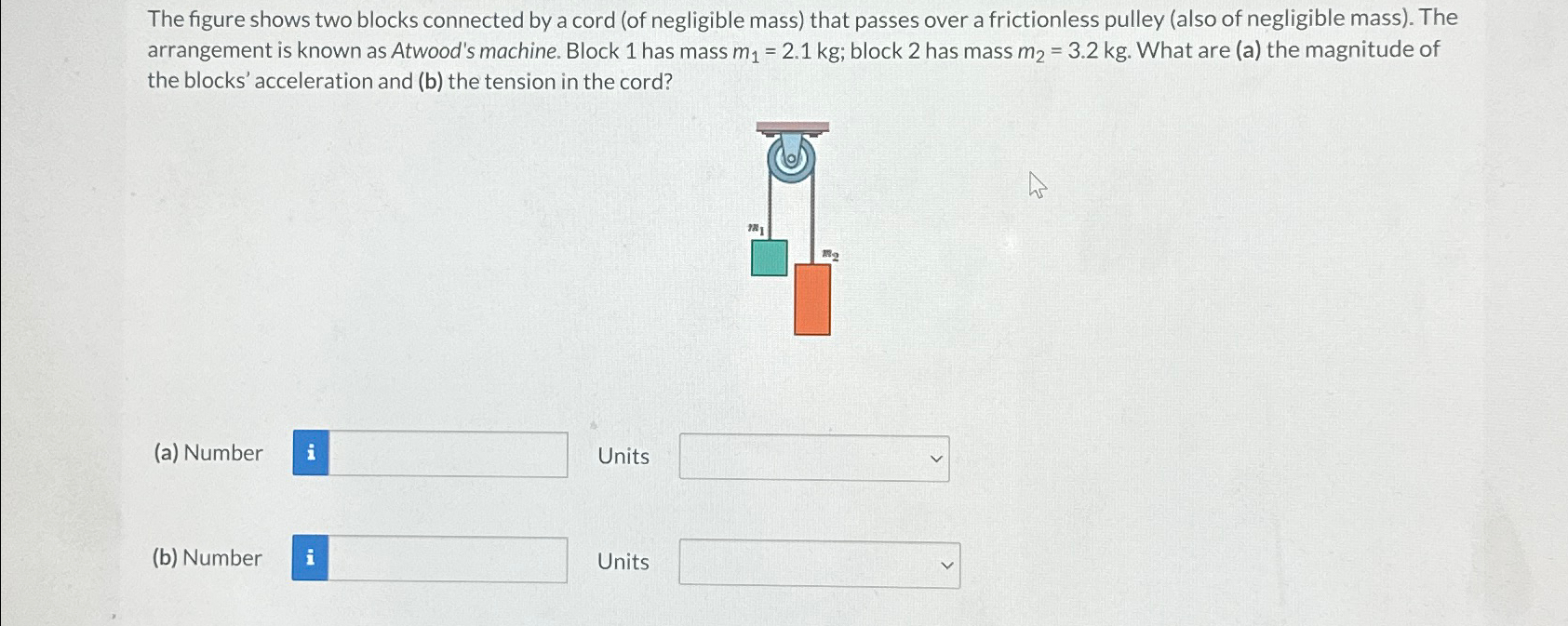 Solved The figure shows two blocks connected by a cord (of | Chegg.com
