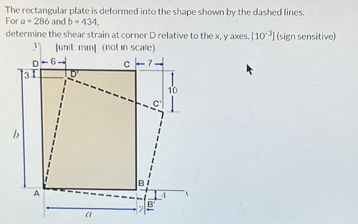 Solved The rectangular plate is deformed into the shape | Chegg.com