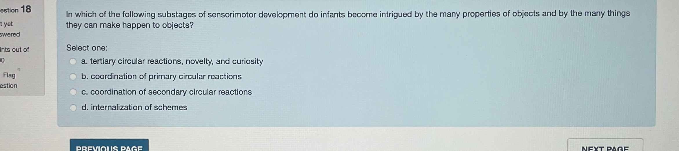 Solved In which of the following substages of sensorimotor | Chegg.com